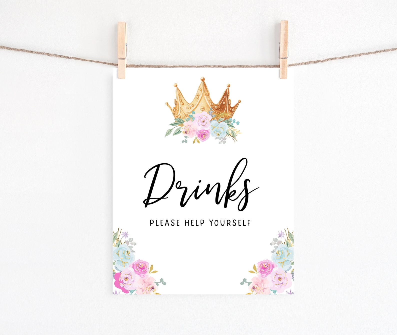 Editable Princess Party Sign Template Drinks Table Sign - Etsy Australia