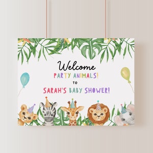 Safari Baby Shower Welcome Sign Template, Baby Shower Sign, Jungle ...