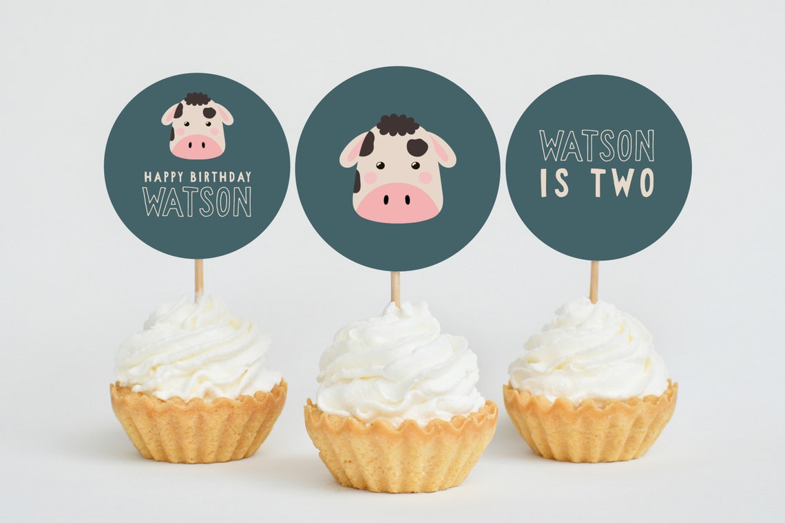 Cow Cupcake Toppers INSTANT DOWNLOAD Printable Template Kids - Etsy ...