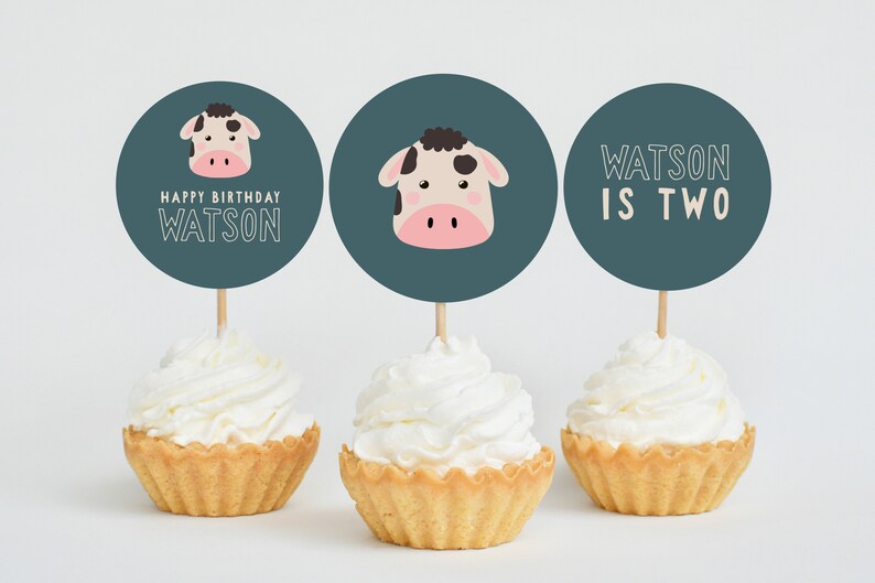 Cow Cupcake Toppers INSTANT DOWNLOAD Printable Template Kids | Etsy ...