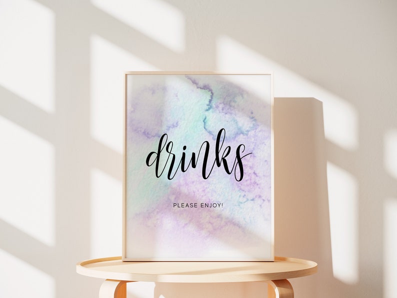 Rainbow Drinks Table Sign INSTANT DOWNLOAD Printable Table Party Sign ...