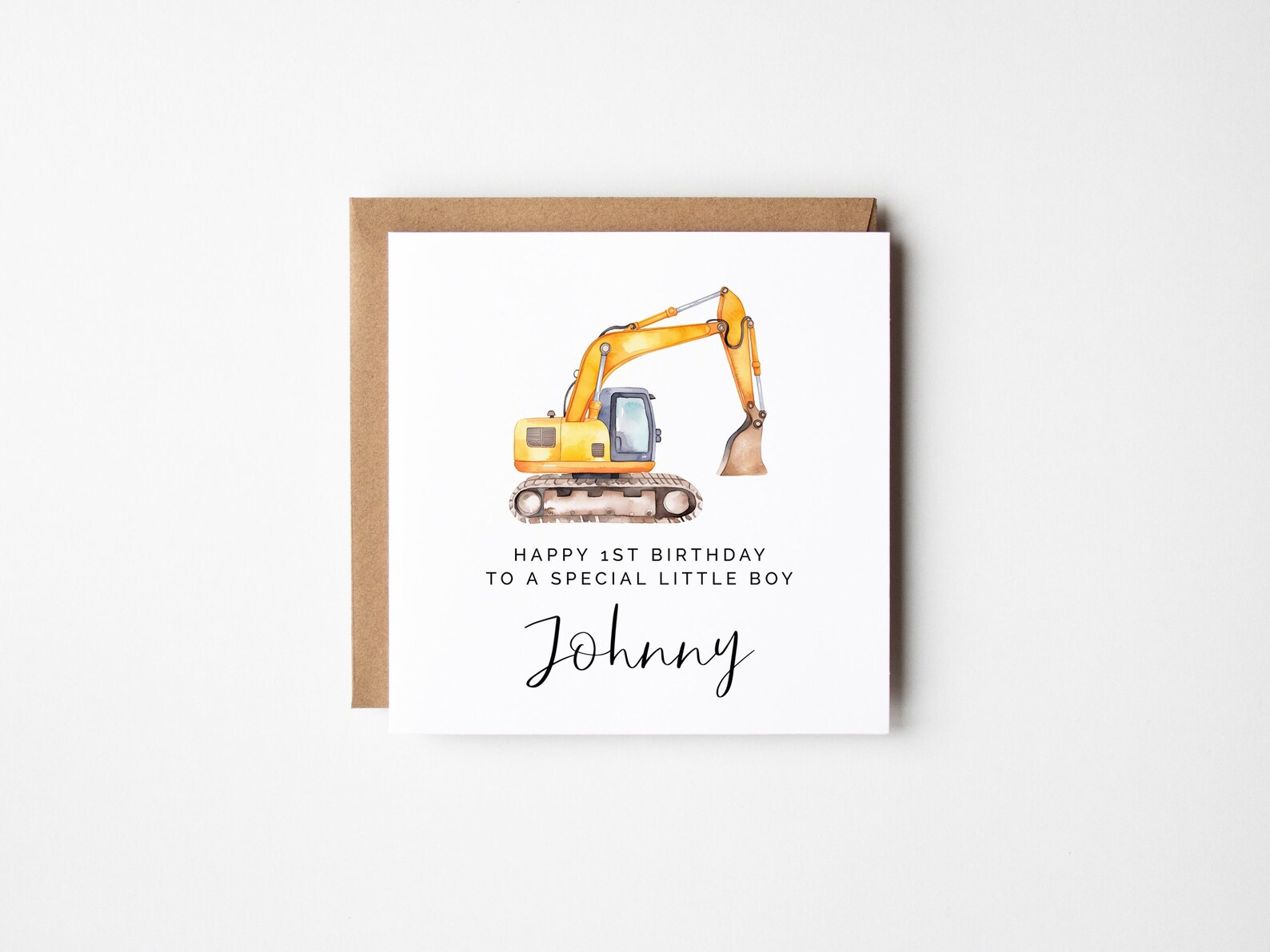 Birthday Card for Boys, Crane & Bulldozer Personalised Construction ...