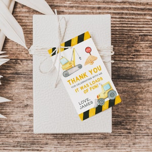 Editable Construction Birthday Party Favor Tags, DIY Party Favor Tags ...