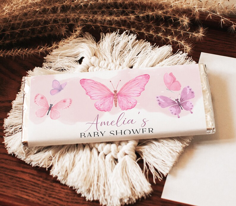 Butterfly Chocolate Wrapper, Printable Birthday or Baby Shower Candy ...