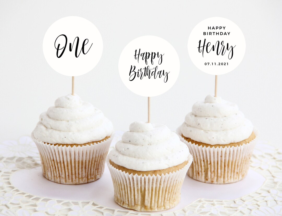 Editable Cupcake Toppers, Printable Minimal Cupcake Topper Template ...