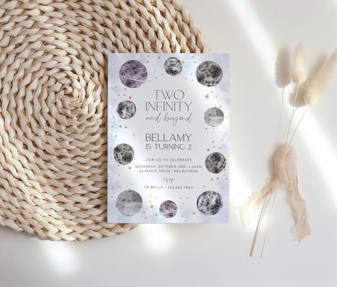 Editable Outer Space Birthday Invitation Template, Two Infinity ...