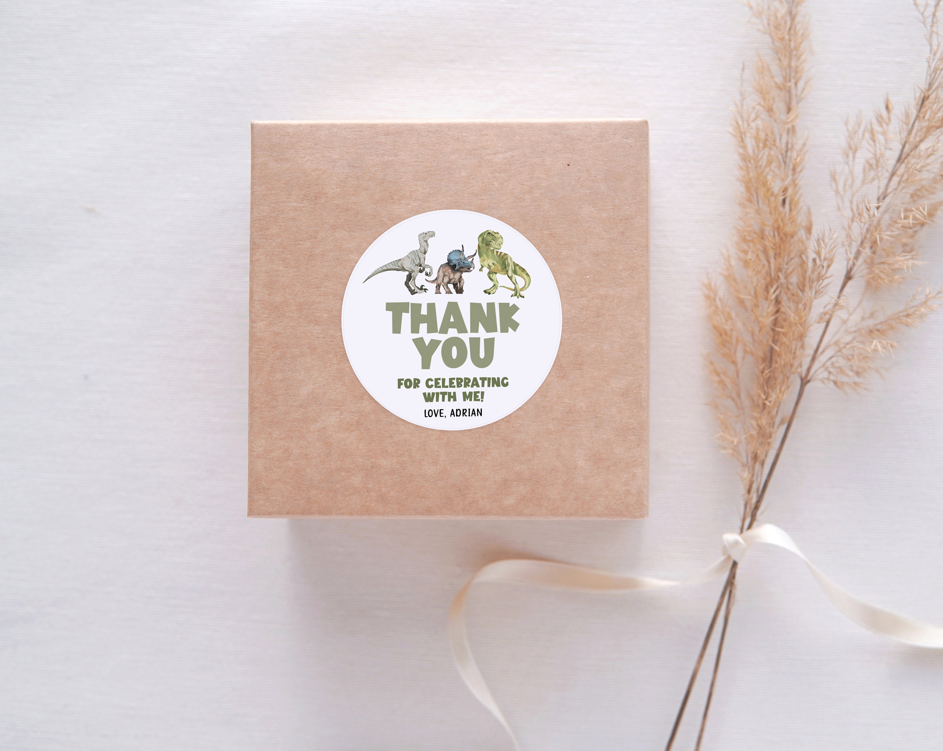 Dinosaur Birthday Thank You Tag Editable Template Printable Instant ...