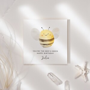 Bee Birthday Card, Editable Template Printable Watercolor Bee's Knees ...