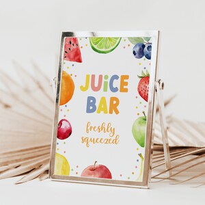 Juice Bar Drinks Sign, 8x10 Tutti Fruity Editable Template Printable ...