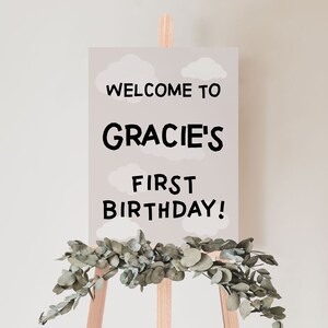 Welcome Sign, Editable Large Banner for Girls Pastel Pink Cloud ...