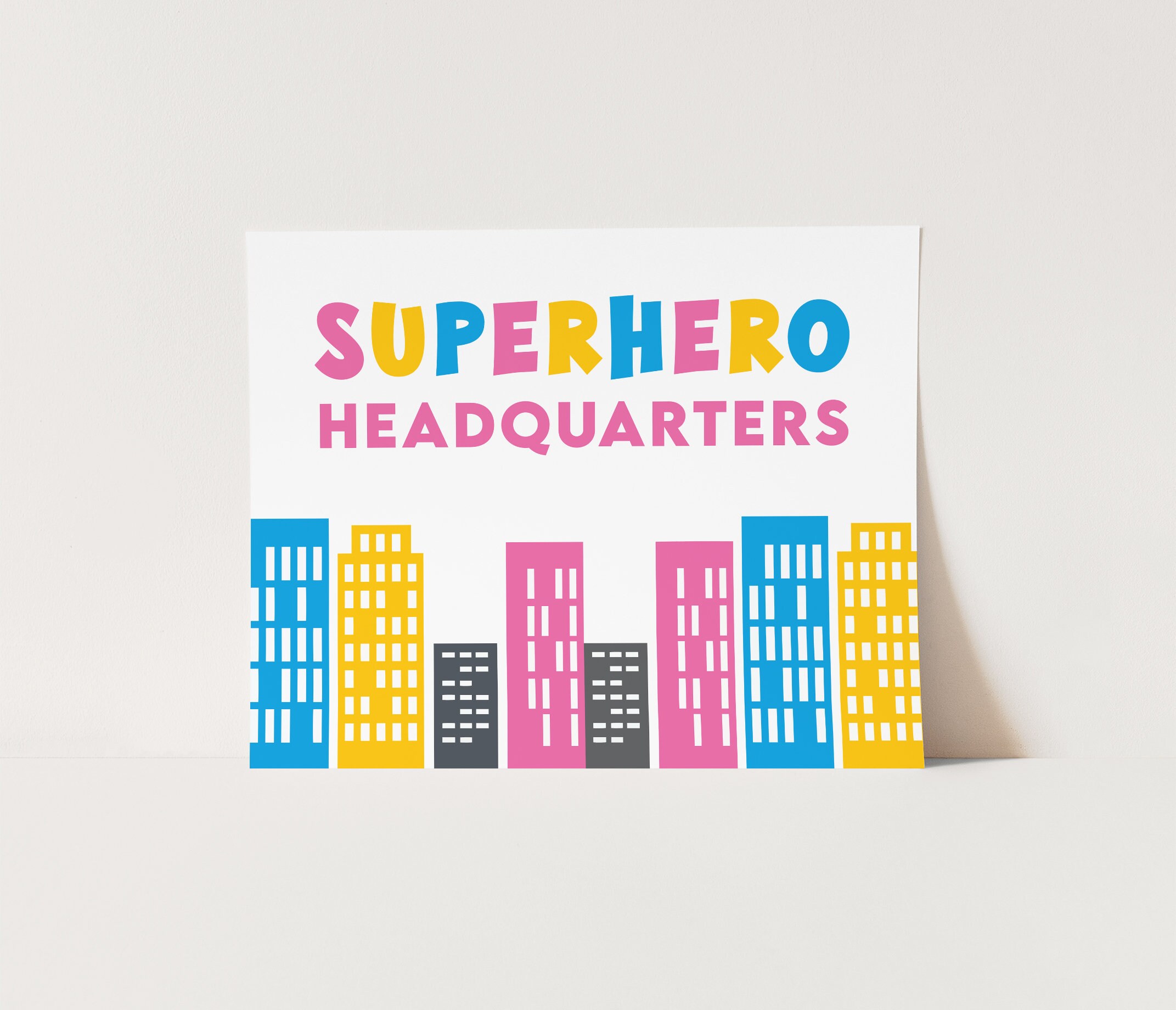 Editable Superhero Birthday Party Sign, Pink Superhero Headquarters ...