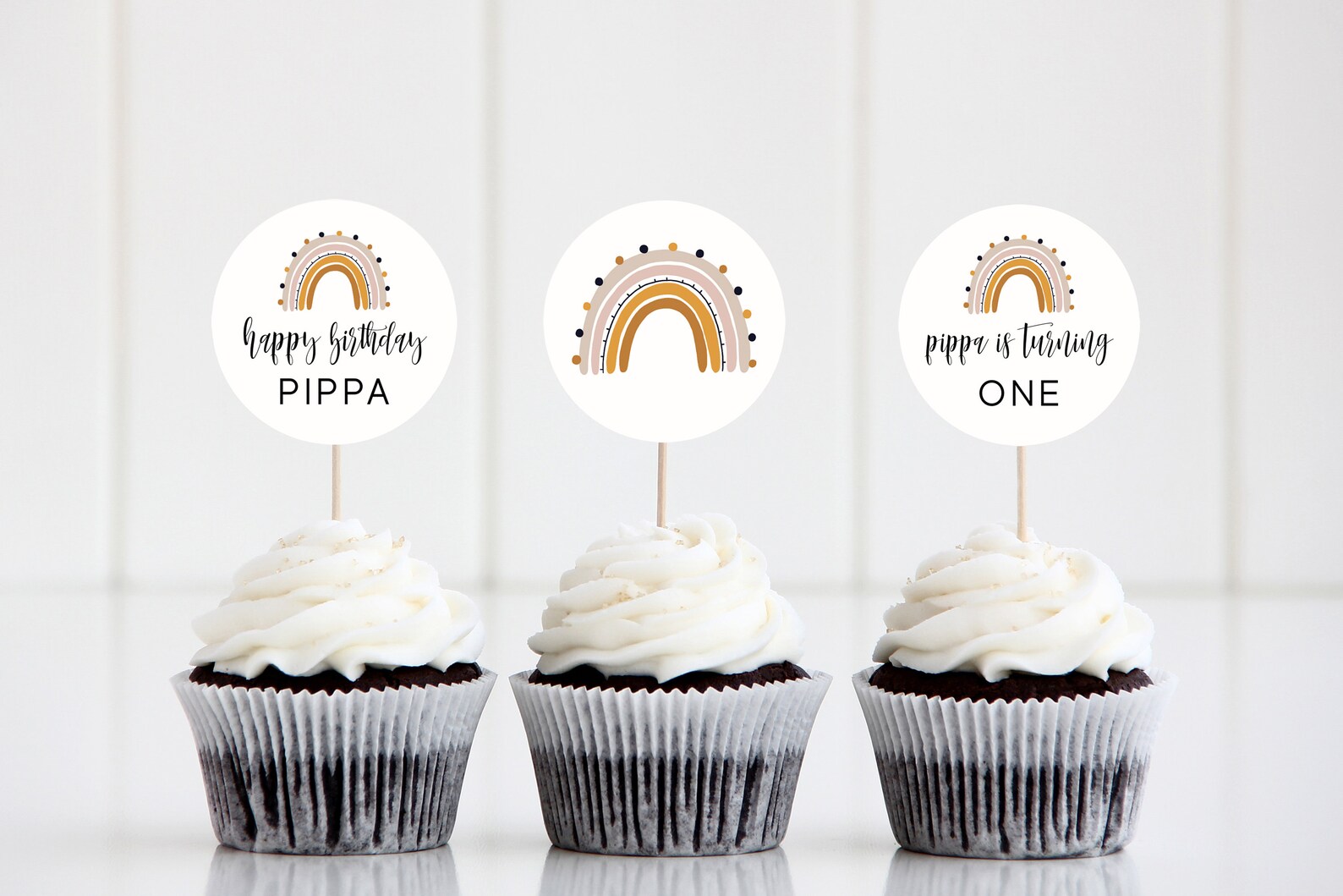 Editable Cupcake Toppers, Printable Rainbow Cupcake Topper Template ...