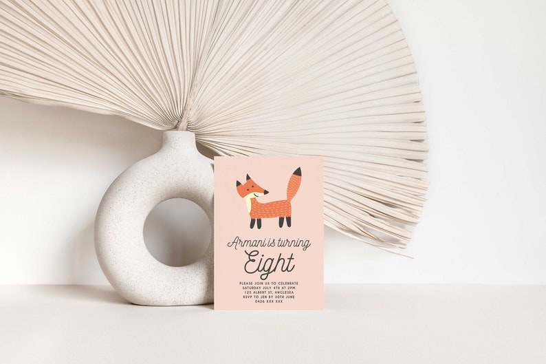 Editable Fox 8th Birthday Party Invitation Download Printable Digital ...