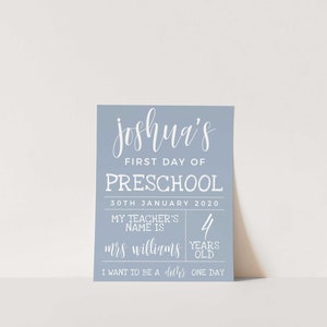 First Day of Preschool Sign, Printable First Day Sign, Editable Back to ...