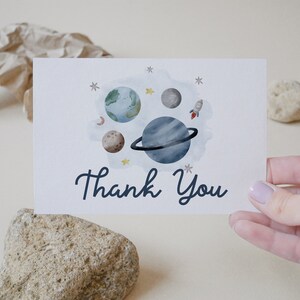 Editable Space Birthday Thank You Card Astronaut Planets to the Moon ...