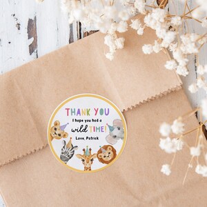 Editable Party Animals Favor Tags, Girl or Boy Wild One Safari Animals ...