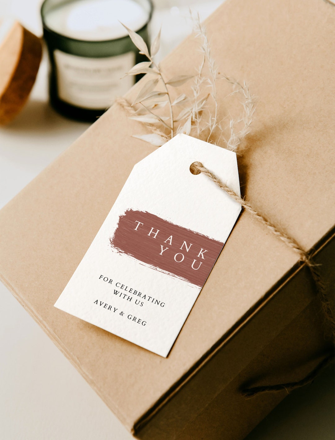 Editable Wedding Thank You Tag Printable, Modern Rustic Boho Terracotta ...