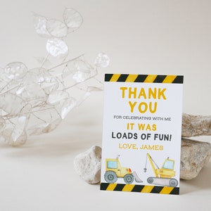 Construction Thank You Card Template, Excavator Dump Truck Digger, Boys ...