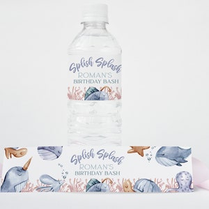 Ocean Water Bottle Labels, Birthday Under the Sea Animals Editable ...