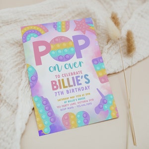 Pop It Birthday Invitation Template, Printable Instant Download Kids ...