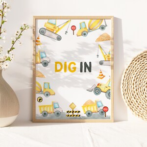 Dig in Construction Birthday Sign, Food Table Sign, Construction Truck ...