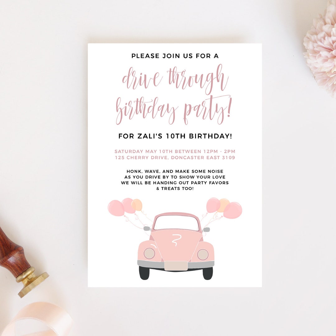 Drive by Birthday Invitation INSTANT DOWNLOAD Virtual Party Invite ...