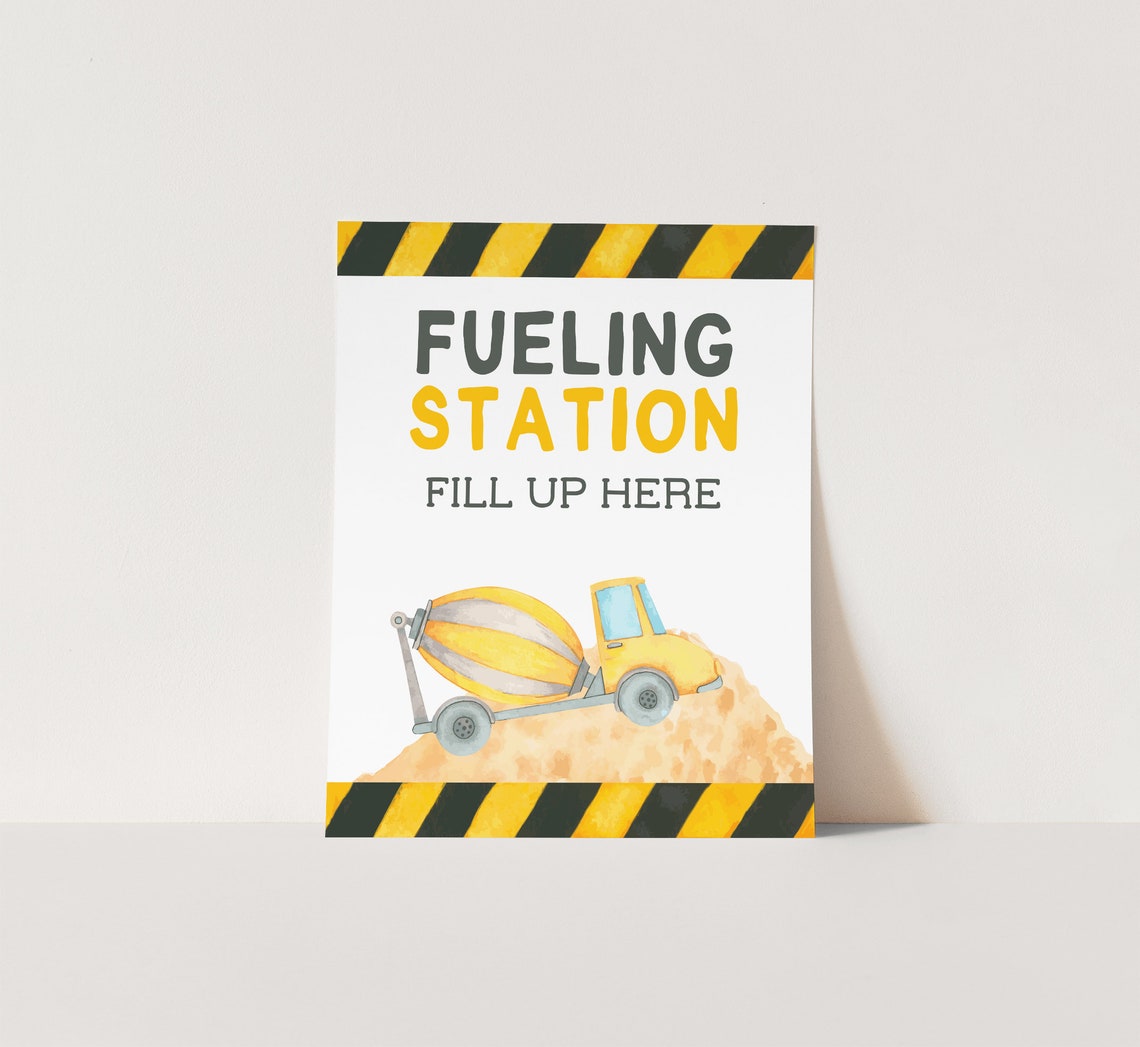 Fueling Station Sign, Construction Birthday Party Sign, Food Table Sign ...
