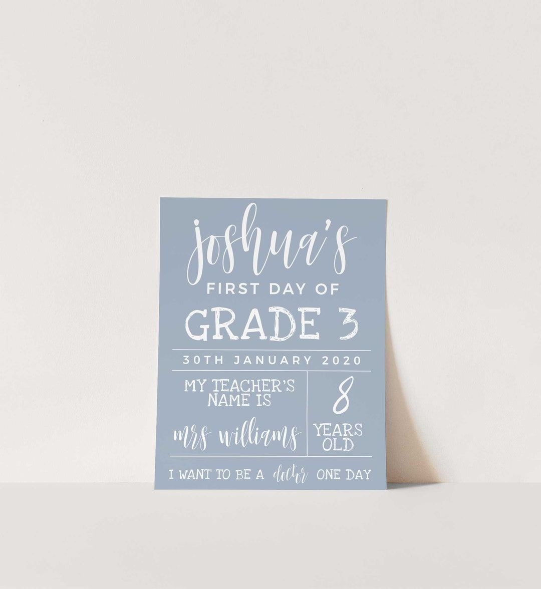 First Day of Grade 3 Sign, Printable First Day Sign, Editable Back to ...