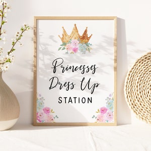 Editable Princess Party Sign Template, Princess Dress up Station Party ...