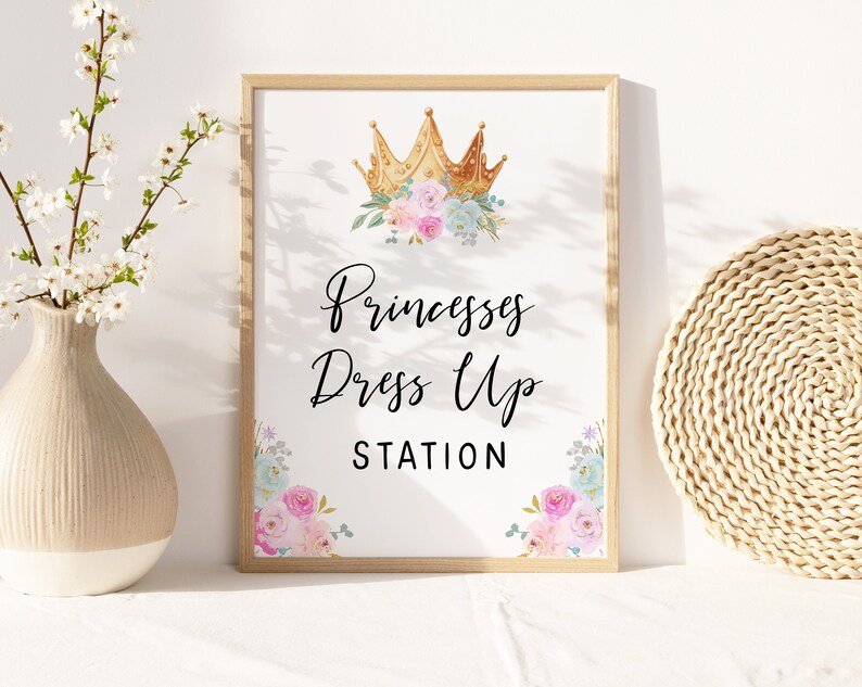 Editable Princess Party Sign Template Princess Dress up - Etsy