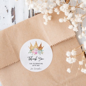 Princess Birthday Tag Template, Princess Party Thank You Tag, Floral ...