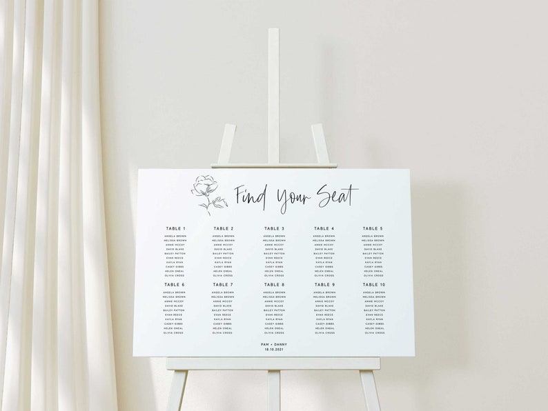 Seating Chart Poster Wedding Seating Chart Sign Find Your - Etsy