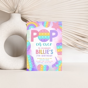 Pop It Birthday Invitation Template, Printable Instant Download Kids ...
