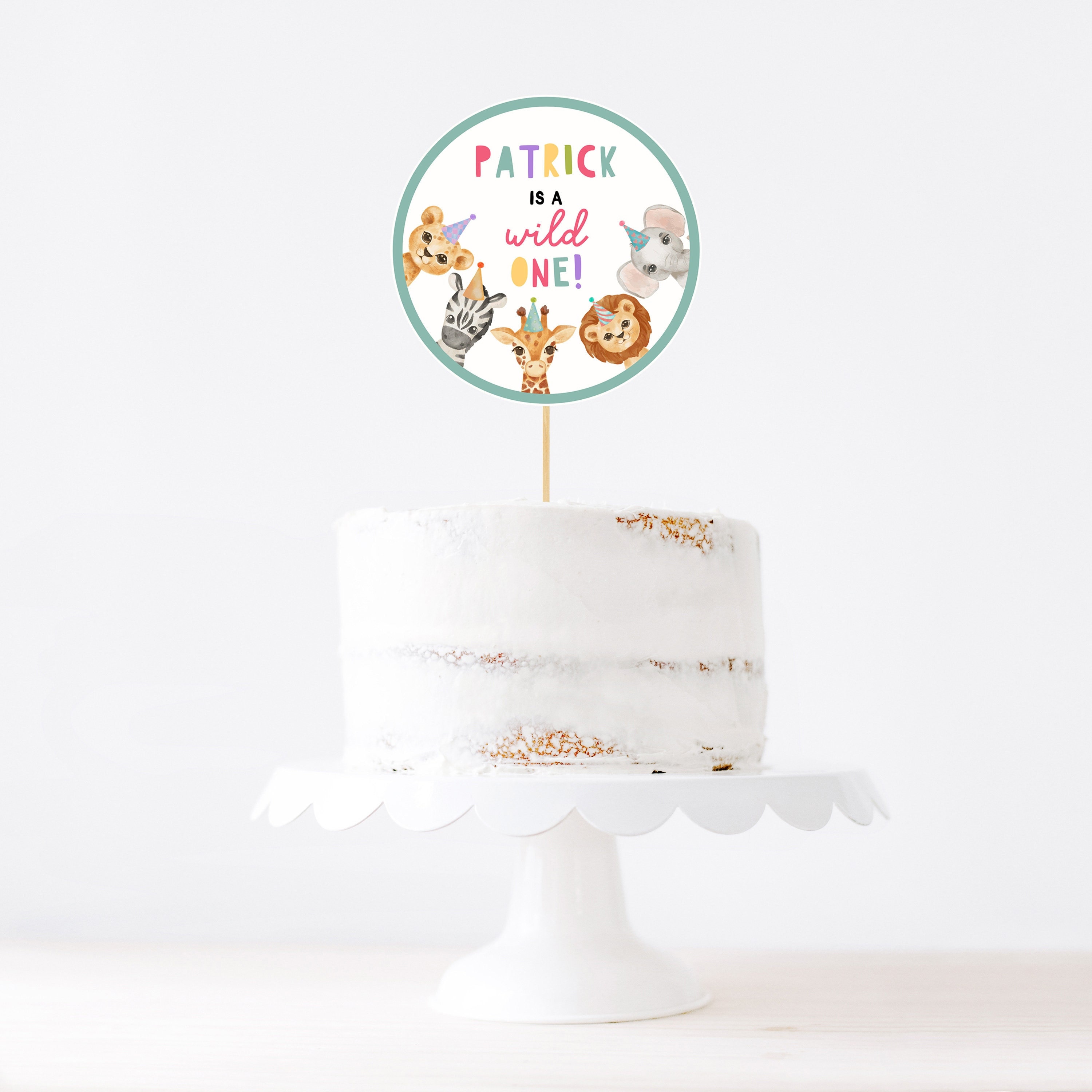 Editable Safari Cake Topper Template, Safari Jungle Colorful Party ...