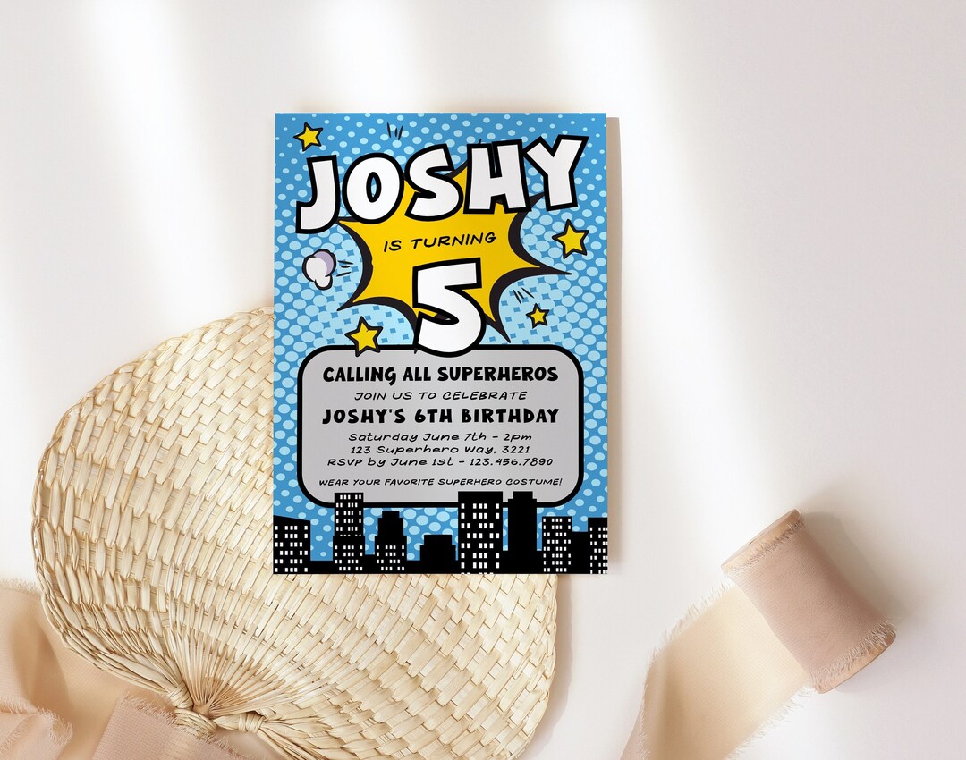 Superhero Invitation Template, Printable Superhero Birthday Invitation ...