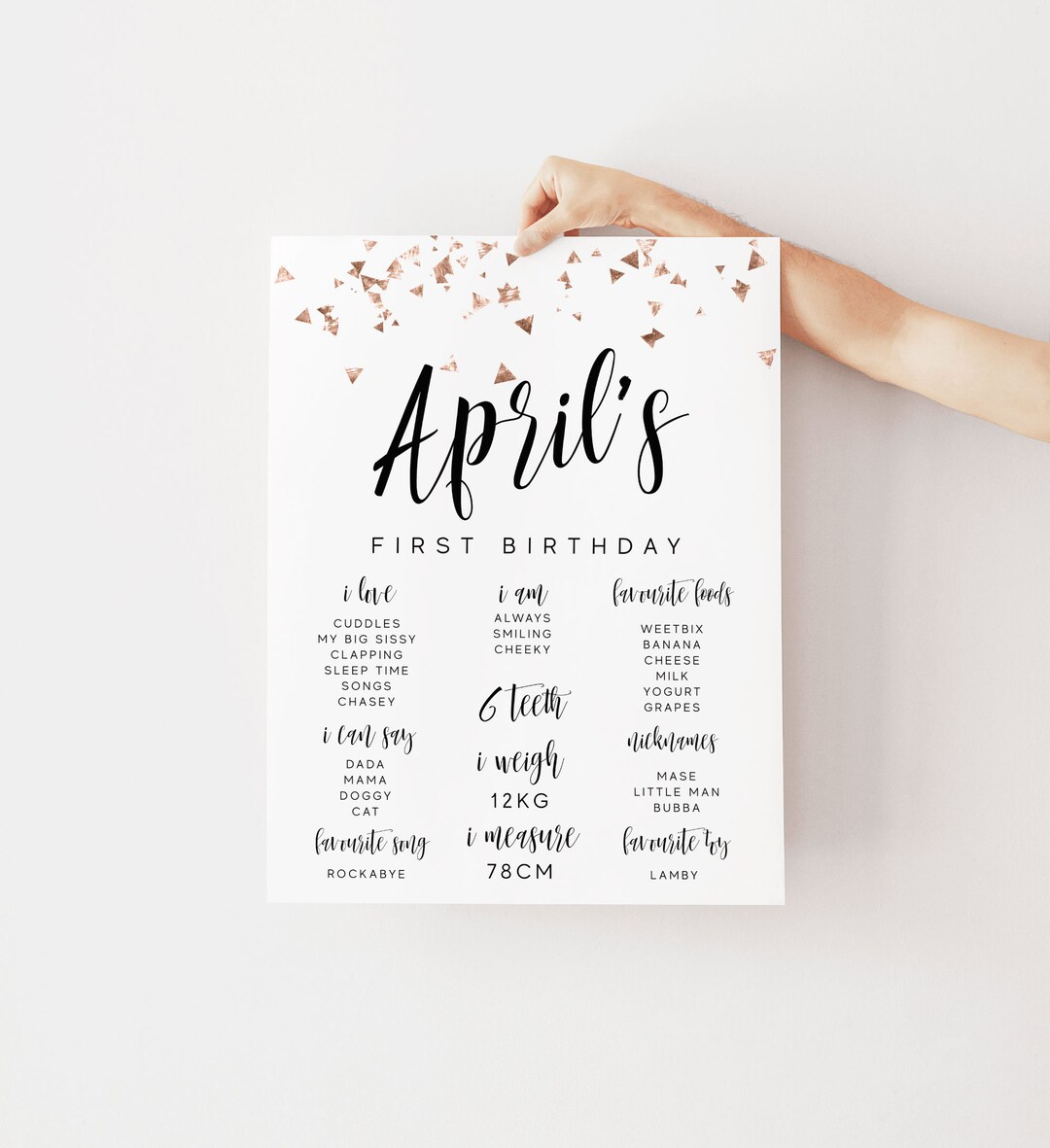 Minimal First Birthday Milestone Board Template, Minimalist Milestone ...