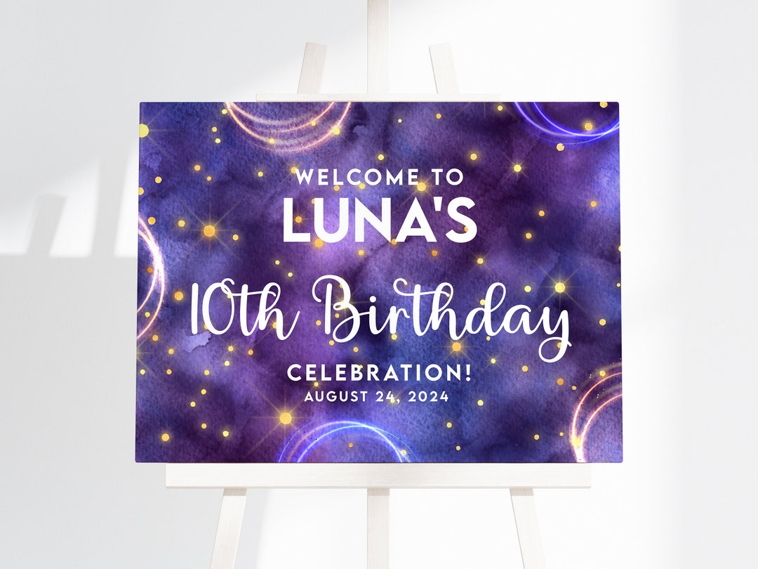 Galaxy Welcome Sign, Outer Space Kids Girls Cosmic Stars Neon Glow ...