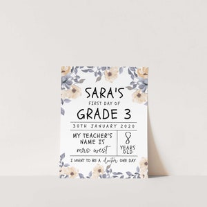 First Day of Grade 3 Sign, Printable First Day Sign, Editable Back to ...