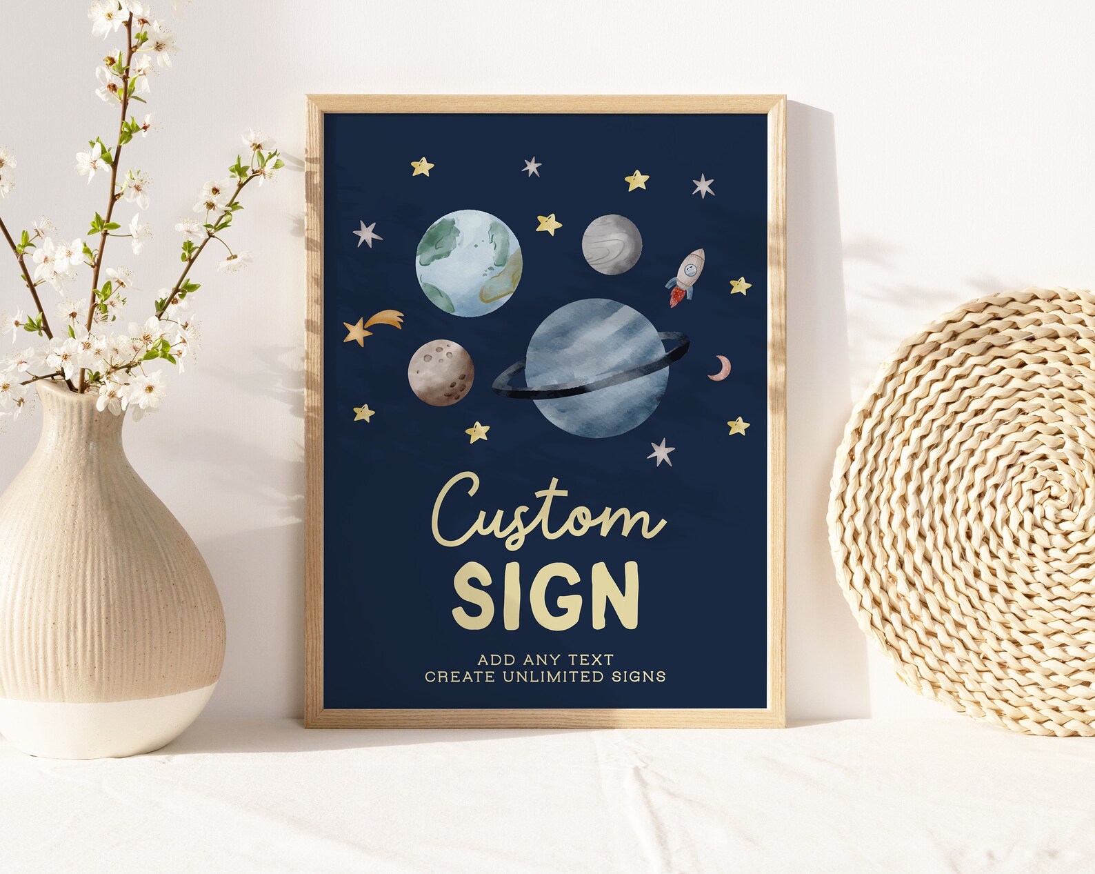 Editable Space Birthday Party Sign Astronaut Galaxy Planet - Etsy Australia