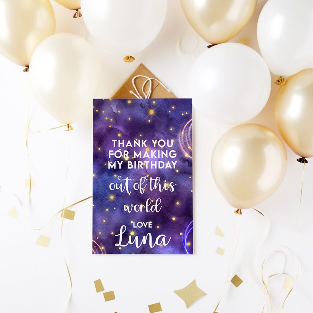 Galaxy Thank You Tags, Neon Glow Editable Printable Instant Download ...