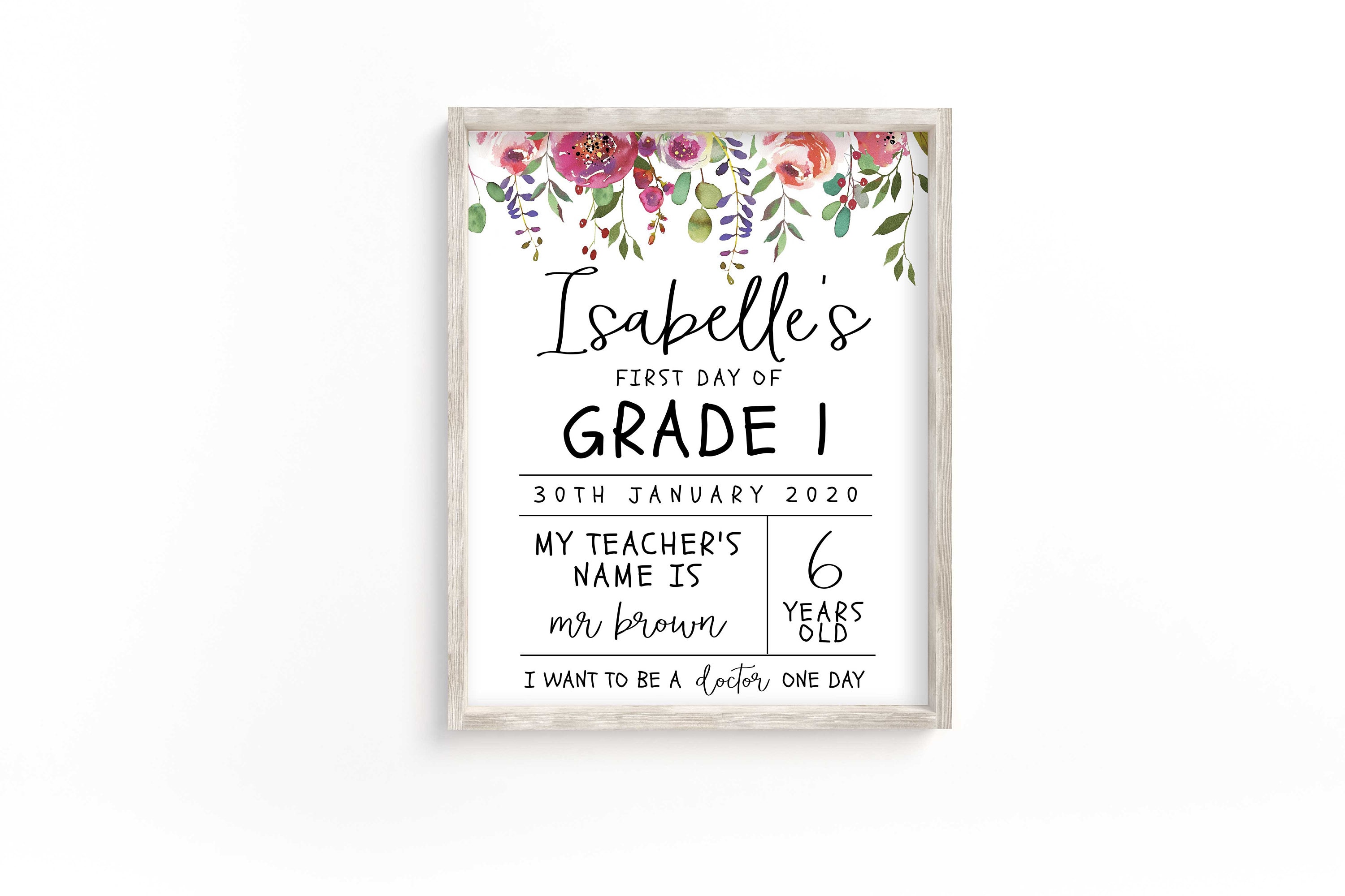 First Day Grade 1 Sign Printable First Day Sign Editable - Etsy Australia