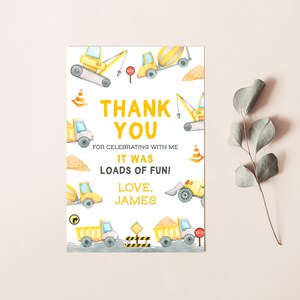 Construction Thank You Card Template, Excavator Dump Truck Digger, Boys ...