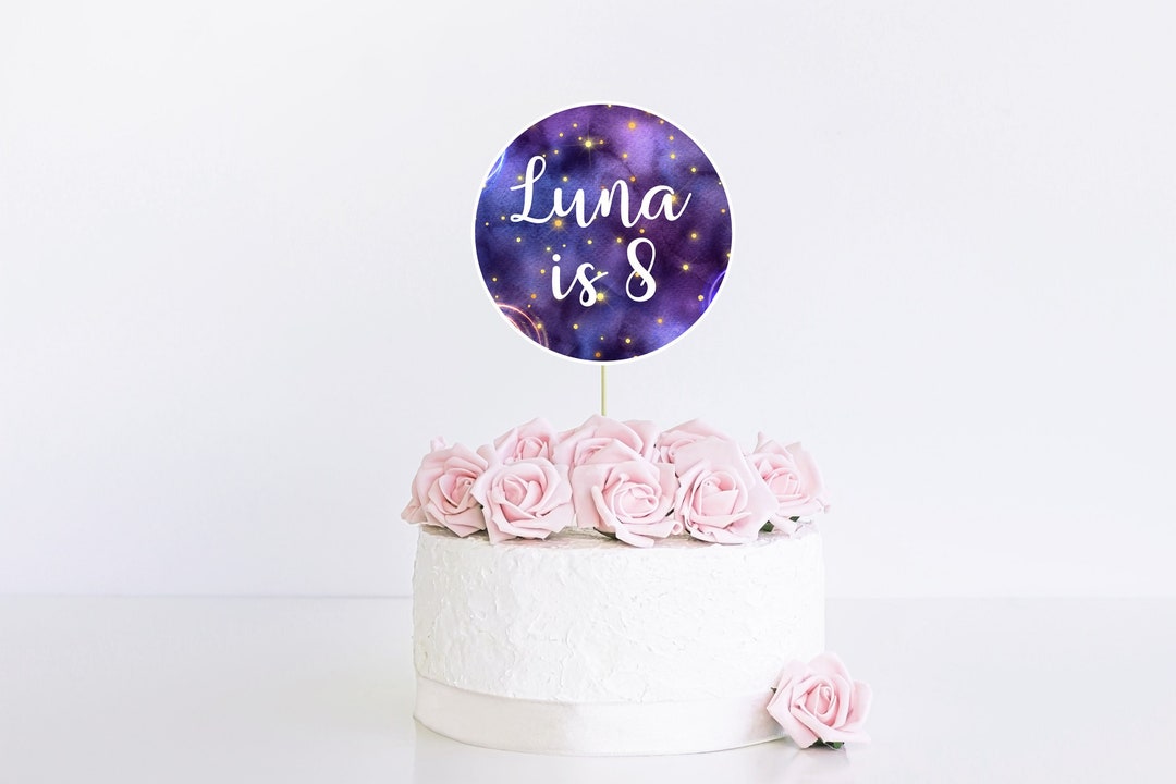 Galaxy Cake Topper Bundle, Neon Glow Editable Printable, Instant ...