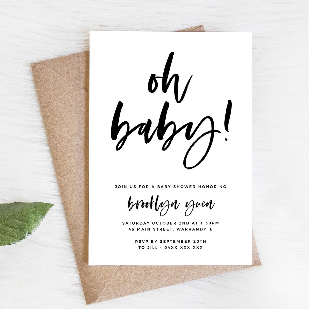 Modern Baby Shower Invitation INSTANT DOWNLOAD Template Minimalist Baby ...