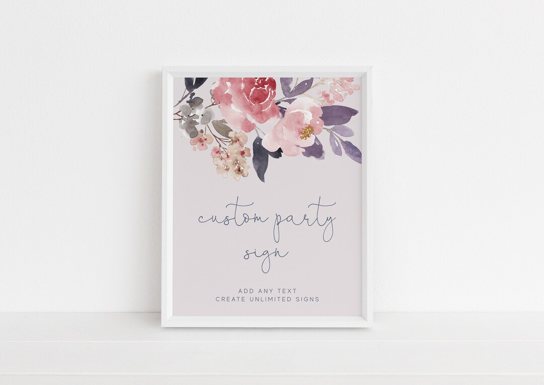 Custom Sign Template, Modern Floral Custom Party Sign, Editable Baby ...