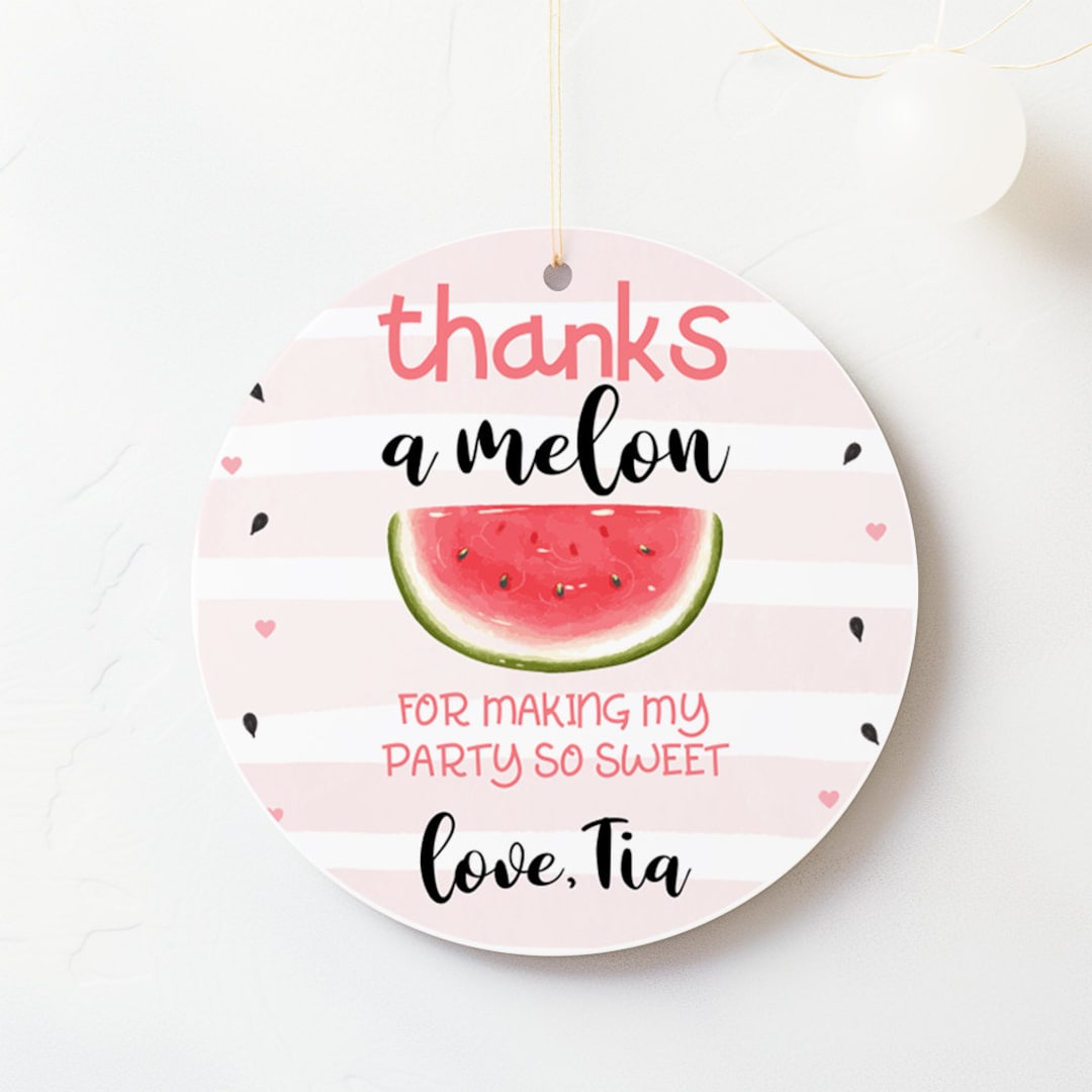 Circular Thank You Tag, Personalized Digital Download One in A Melon ...