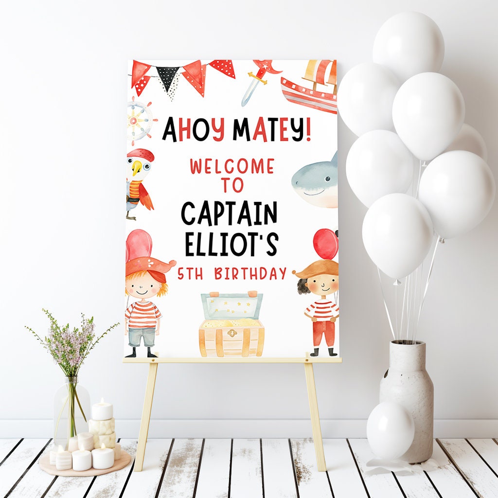 Pirate Welcome Sign, Editable Template Printable Instant Download ...