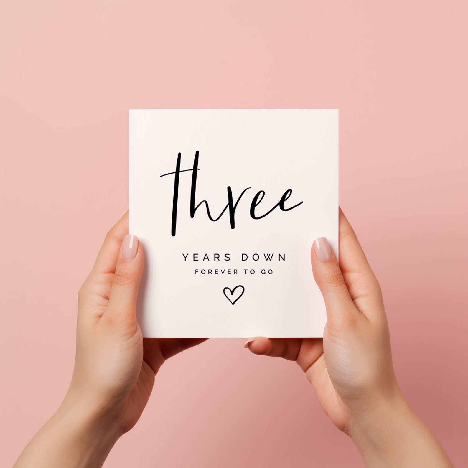 Happy 3rd Anniversary Card, Three Years Down Forever to Go, Editable ...