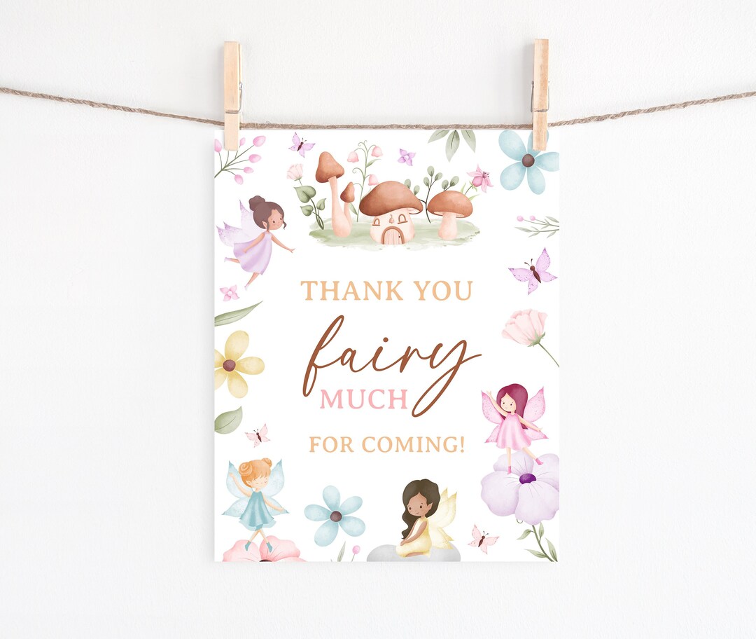 Fairy Party Table Sign, Whimsical Favors Editable Printable Instant ...