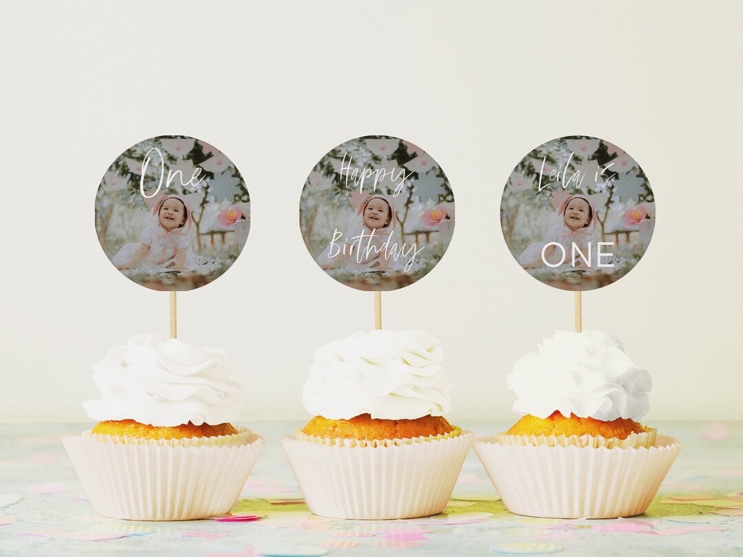 Editable Cupcake Toppers, Printable Photo Cupcake Topper Template ...